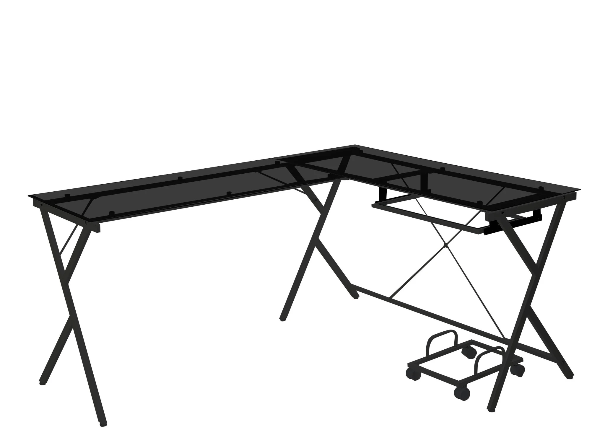 62" Black Glass L Shape Computer Desk - House Tipster