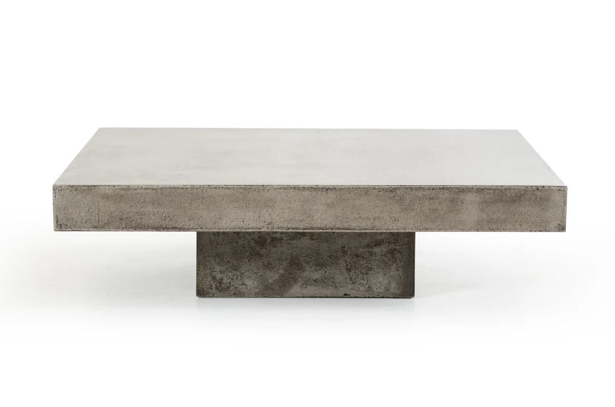 43" Gray Concrete Modern Square Coffee Table - House Tipster