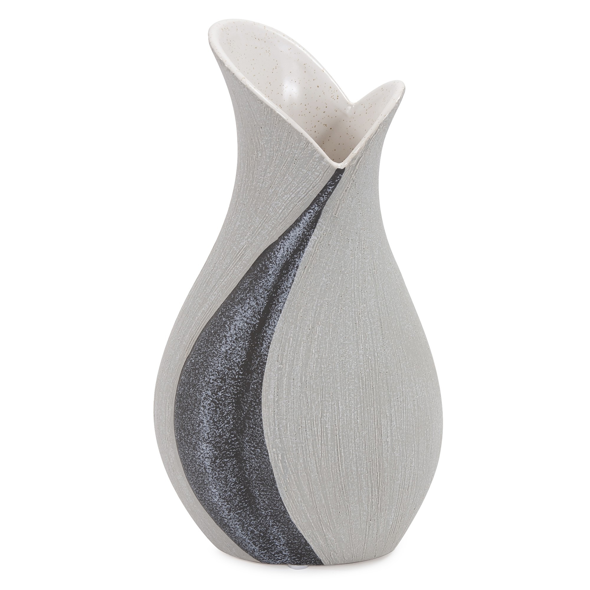 Modern Organic Two Tone Gray Speckle Tall Ceramic Vase - House Tipster