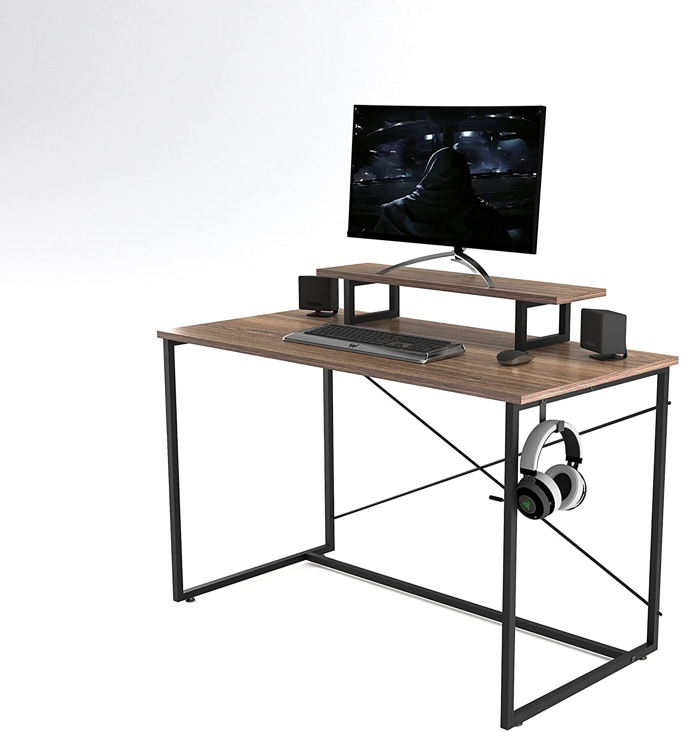 Modern Industrial Two Tier Computer And Writing Table Desk - House Tipster