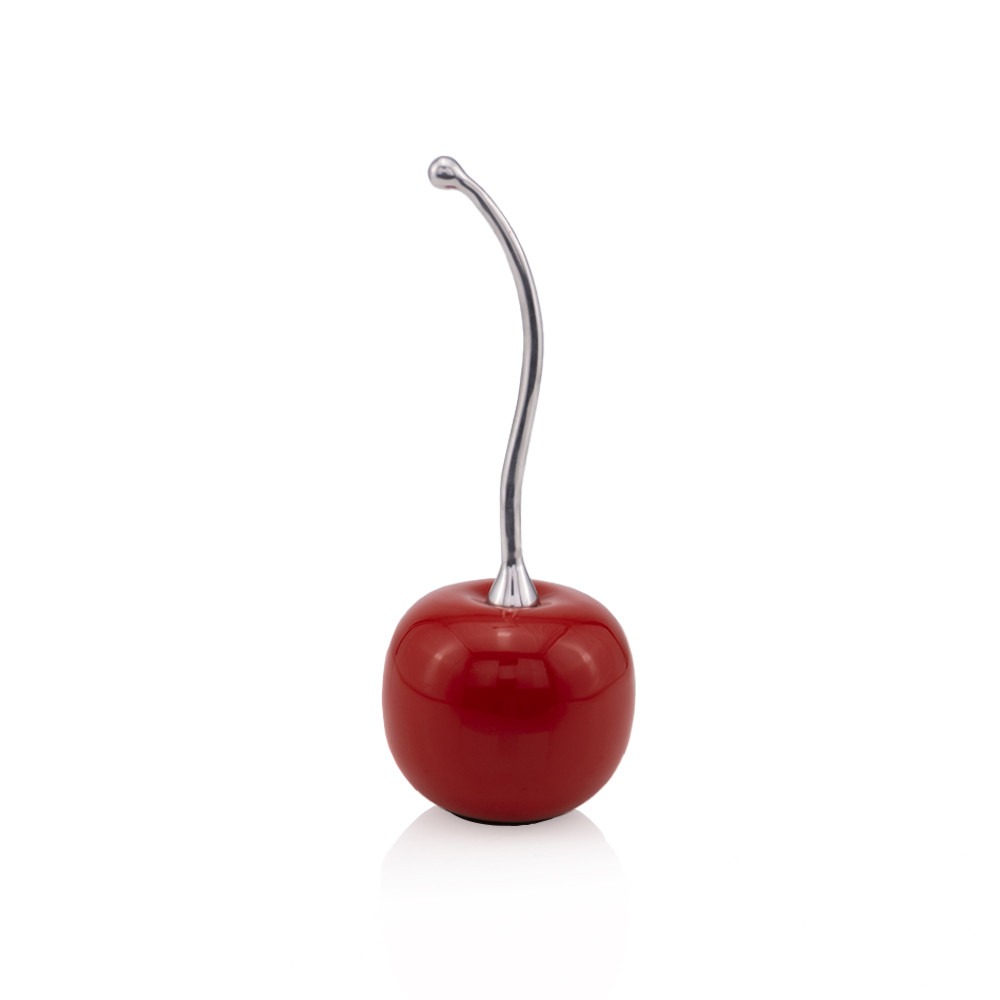 14" Red and Silver Enamel Cherry Sculpture - House Tipster