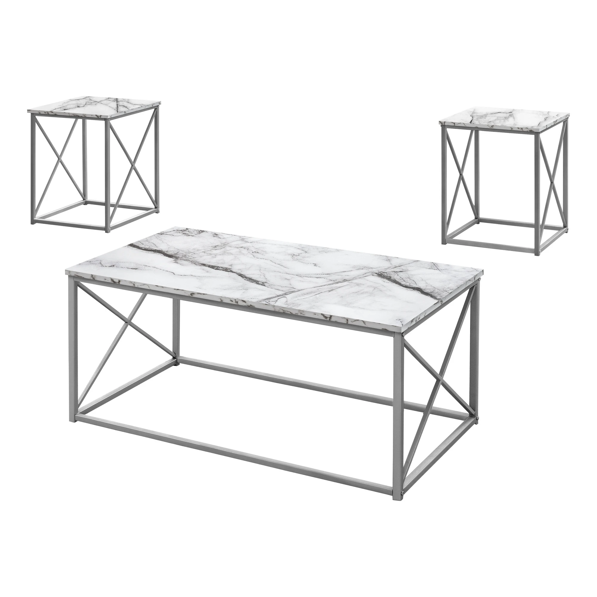 Set of Three 42" White Metal Coffee Table - House Tipster