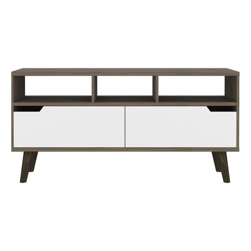 54 Brown And White Particle Board Open Shelving TV Stand House Tipster