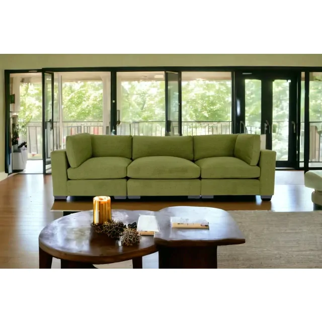 126 Moss Green Polyester Sofa With Black Legs House Tipster