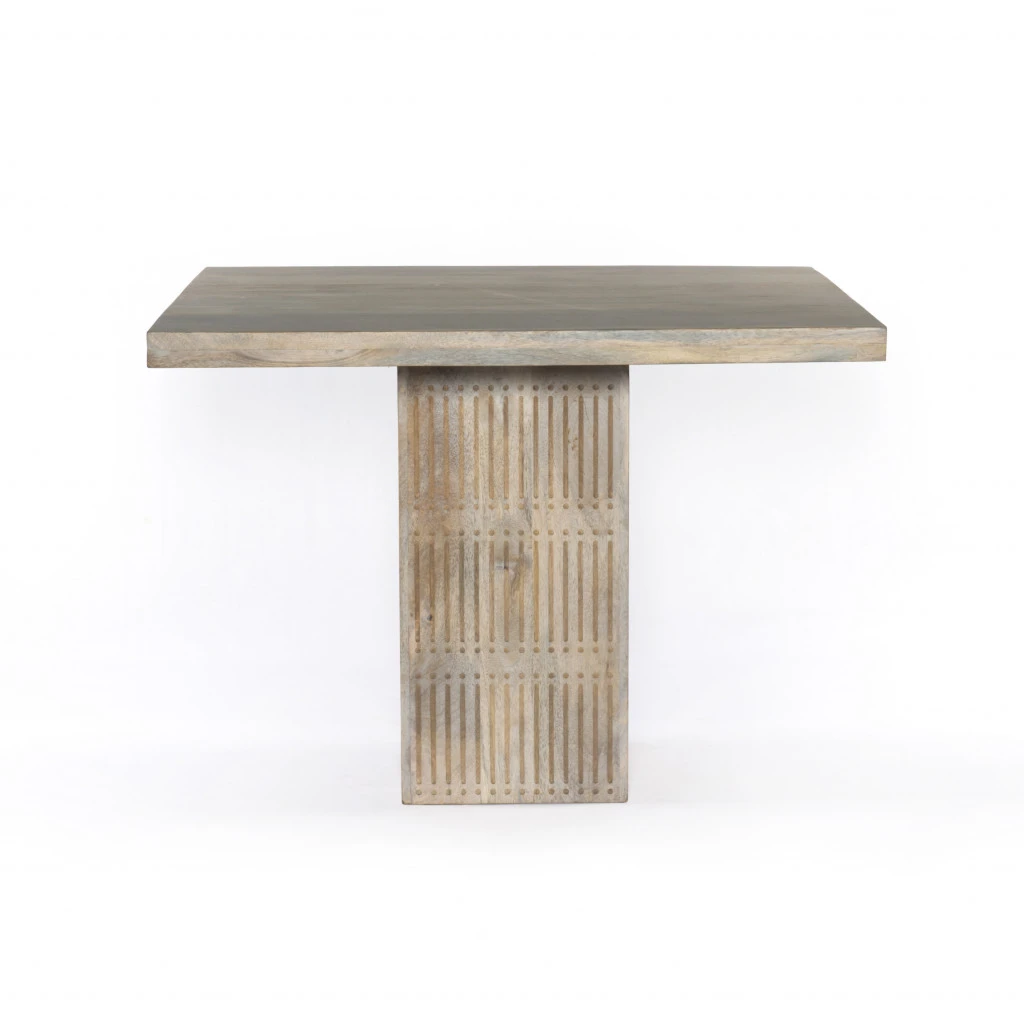 42" Natural Square Solid Wood Pedestal Base Dining Table - House Tipster