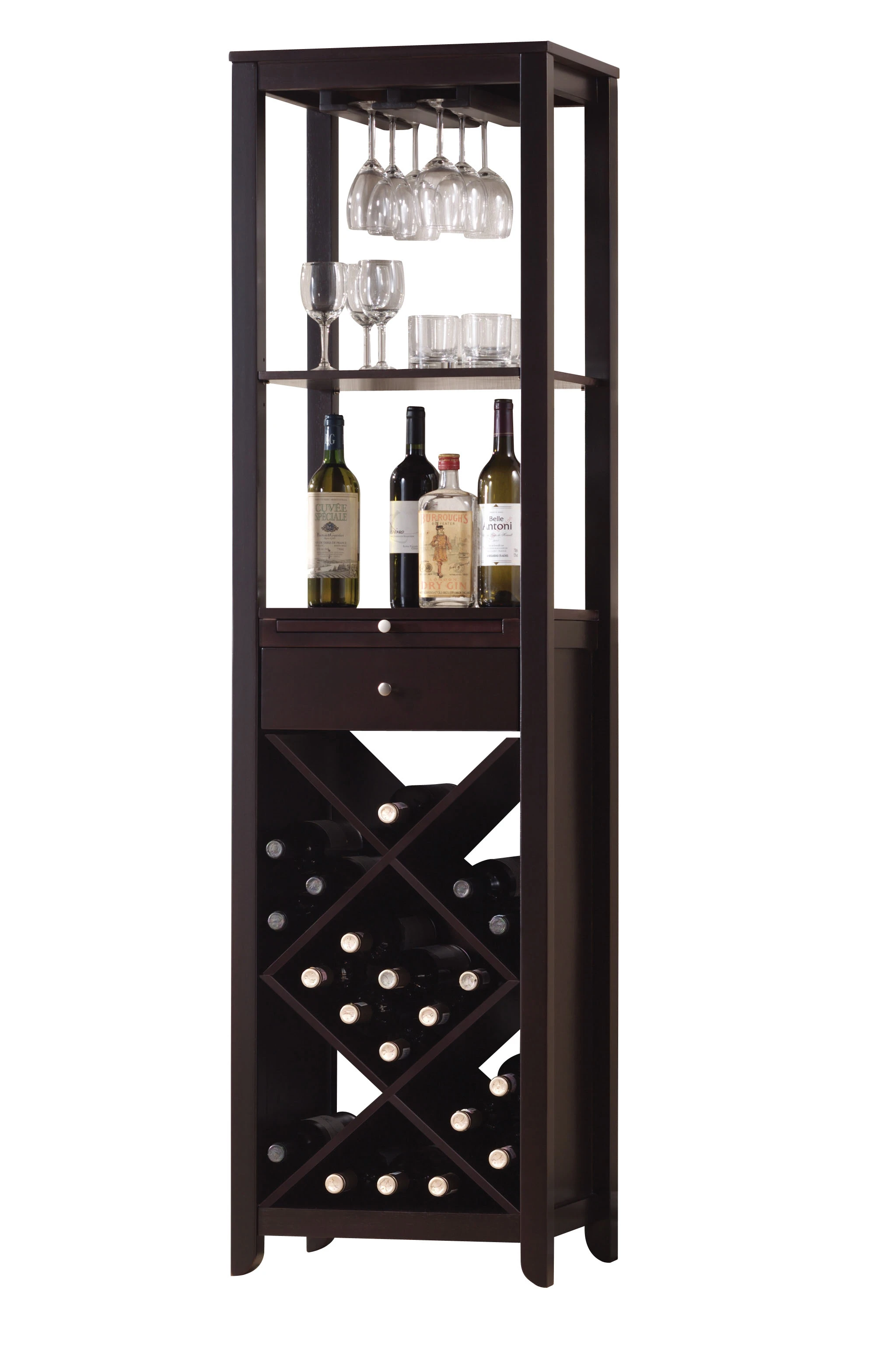 Modern Style Umber Finish Wood Wine Cabinet - House Tipster